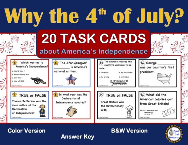 July 4th American History Task Cards | Made By Teachers