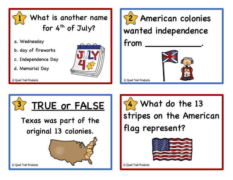 July 4th American History Task Cards | Made By Teachers
