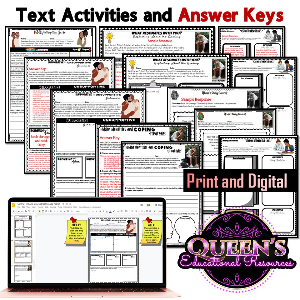 LGBTQ Reading Passage | LGBTQ Activities | LGBTQ Worksheets | Pride ...