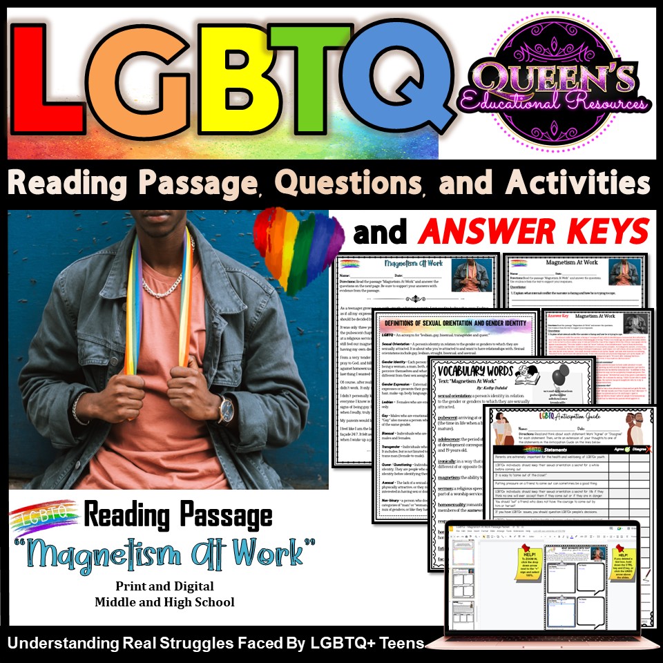 LGBTQ Reading Passage | LGBTQ Activities | LGBTQ Worksheets | Pride ...