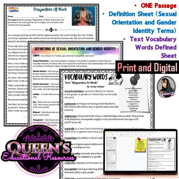 LGBTQ Reading Passage | LGBTQ Activities | LGBTQ Worksheets | Pride ...