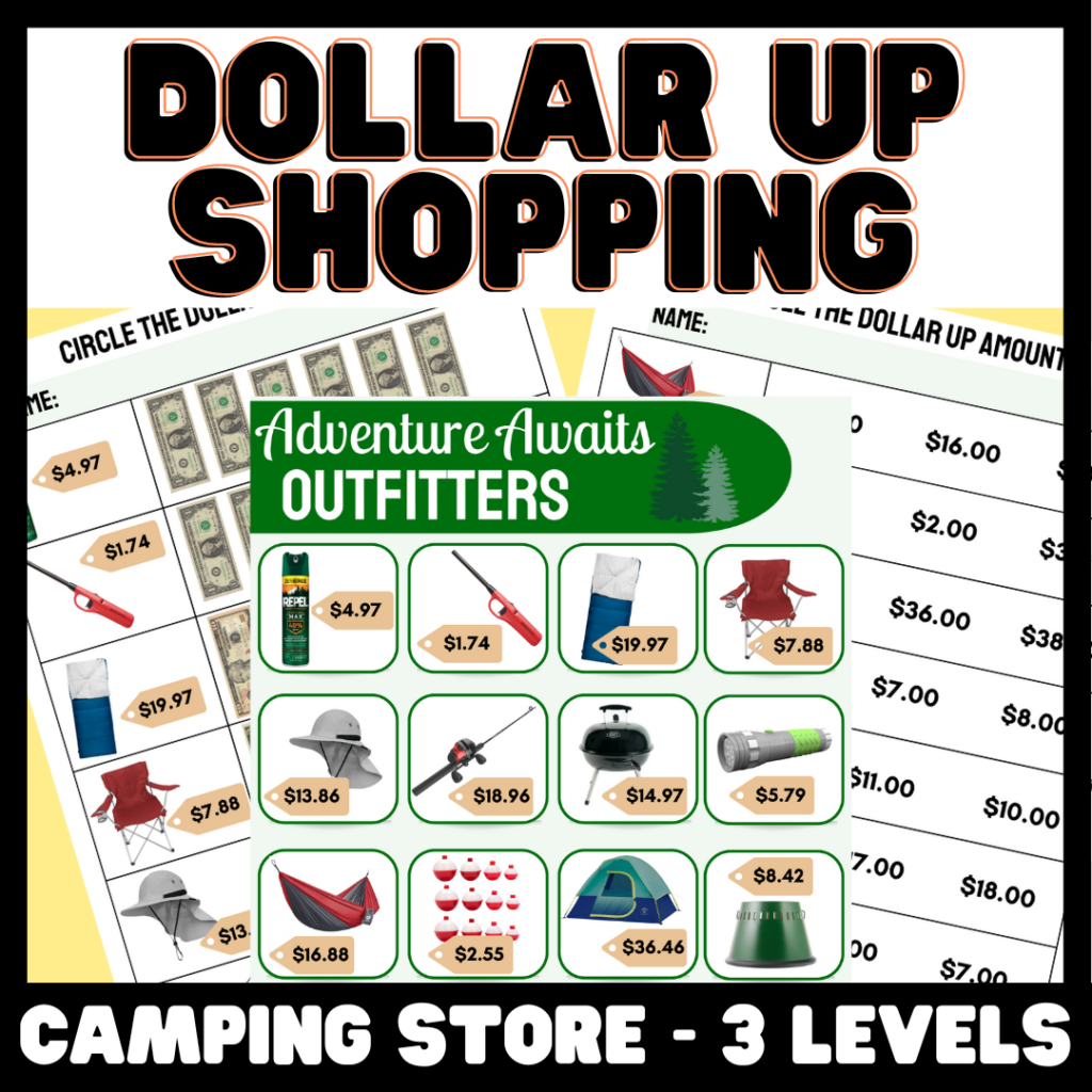Dollar Up Shopping Worksheets - Camping Store - Life Skills | Made By ...