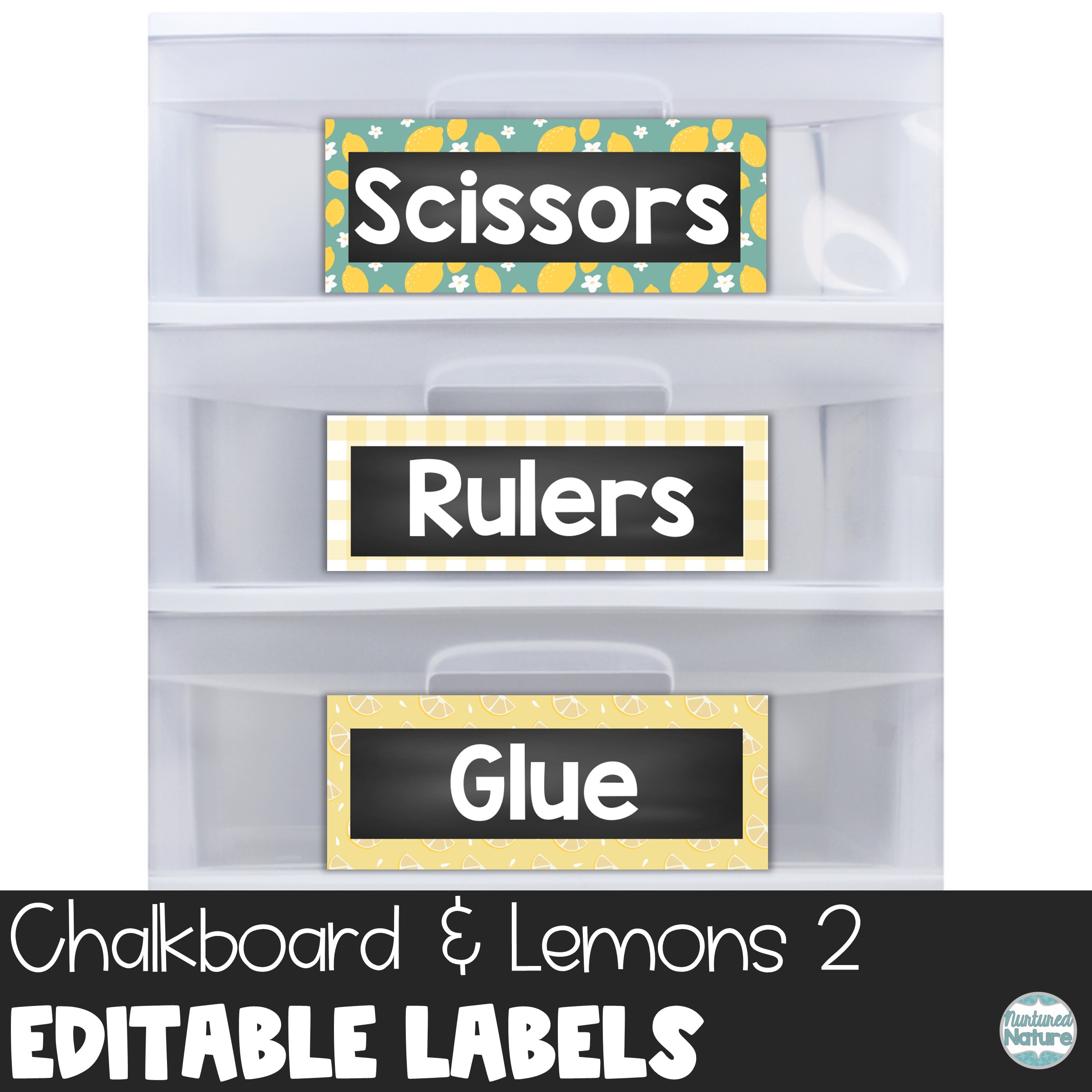 Editable Labels - Chalkboard and Lemons 2 - Printable Modern Farmhouse Decor | Made By Teachers