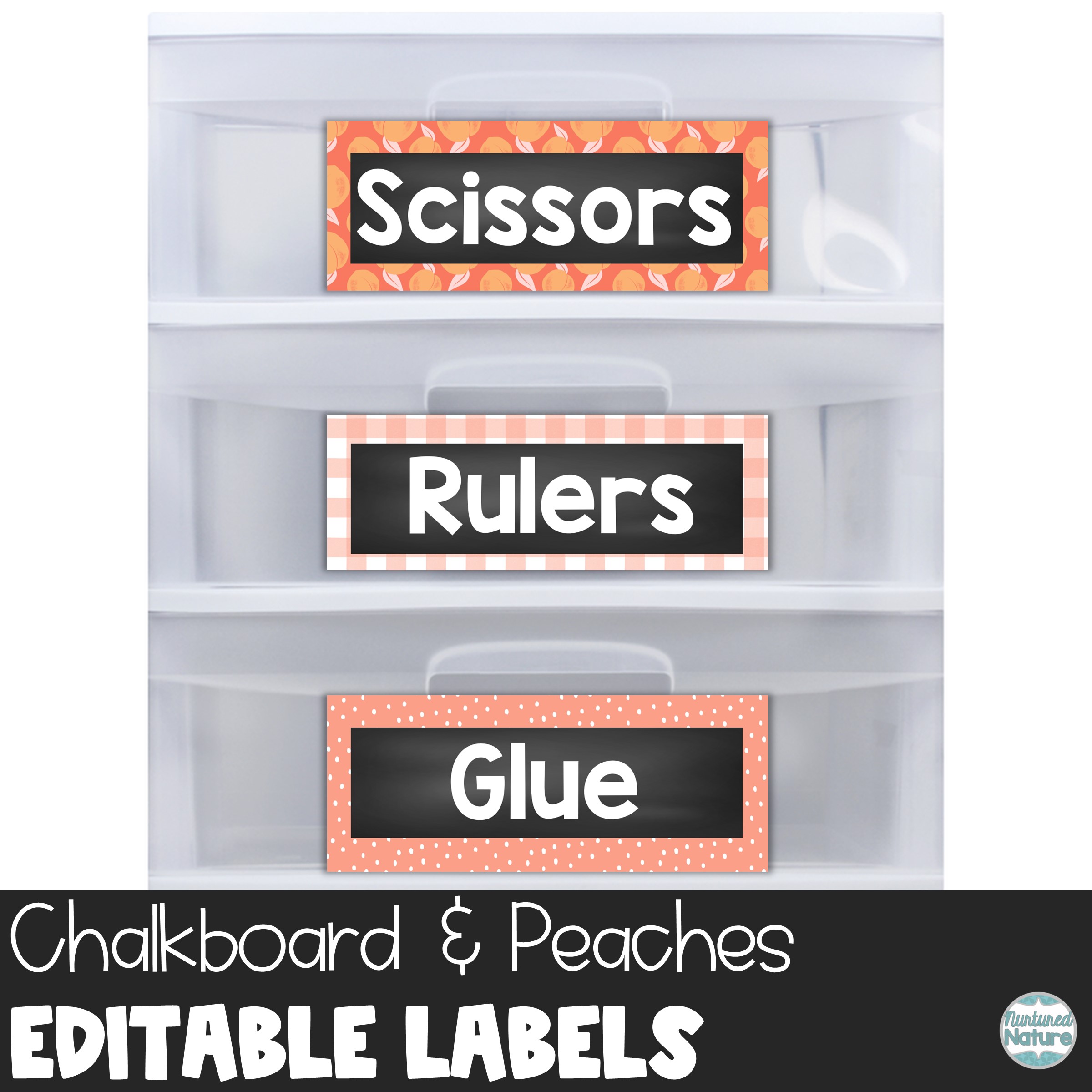 Editable Labels - Chalkboard and Peaches - Printable Modern Farmhouse ...