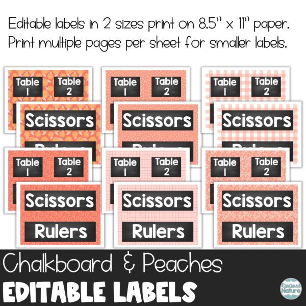 Editable Labels - Chalkboard and Peaches - Printable Modern Farmhouse ...