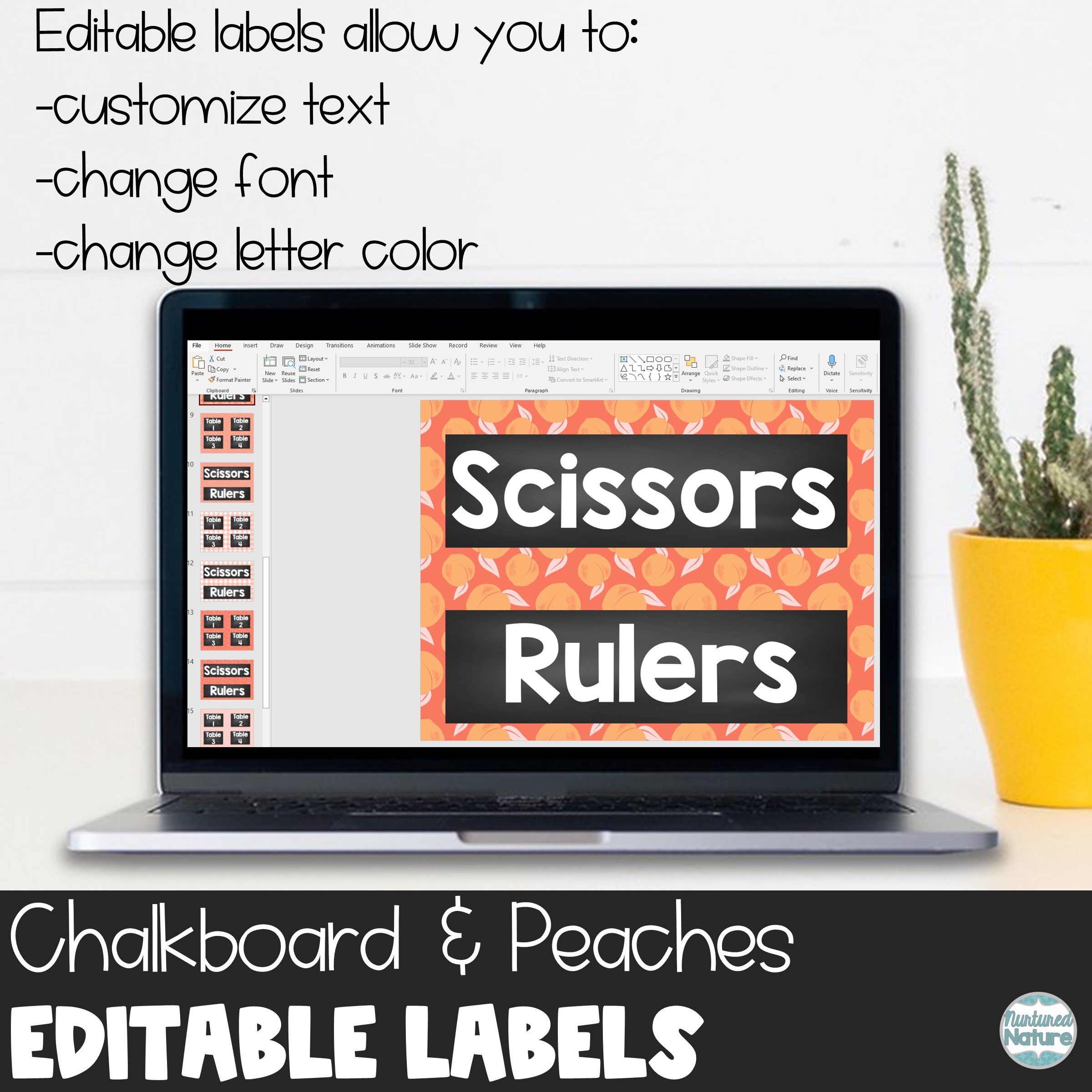 Editable Labels - Chalkboard and Peaches - Printable Modern Farmhouse ...