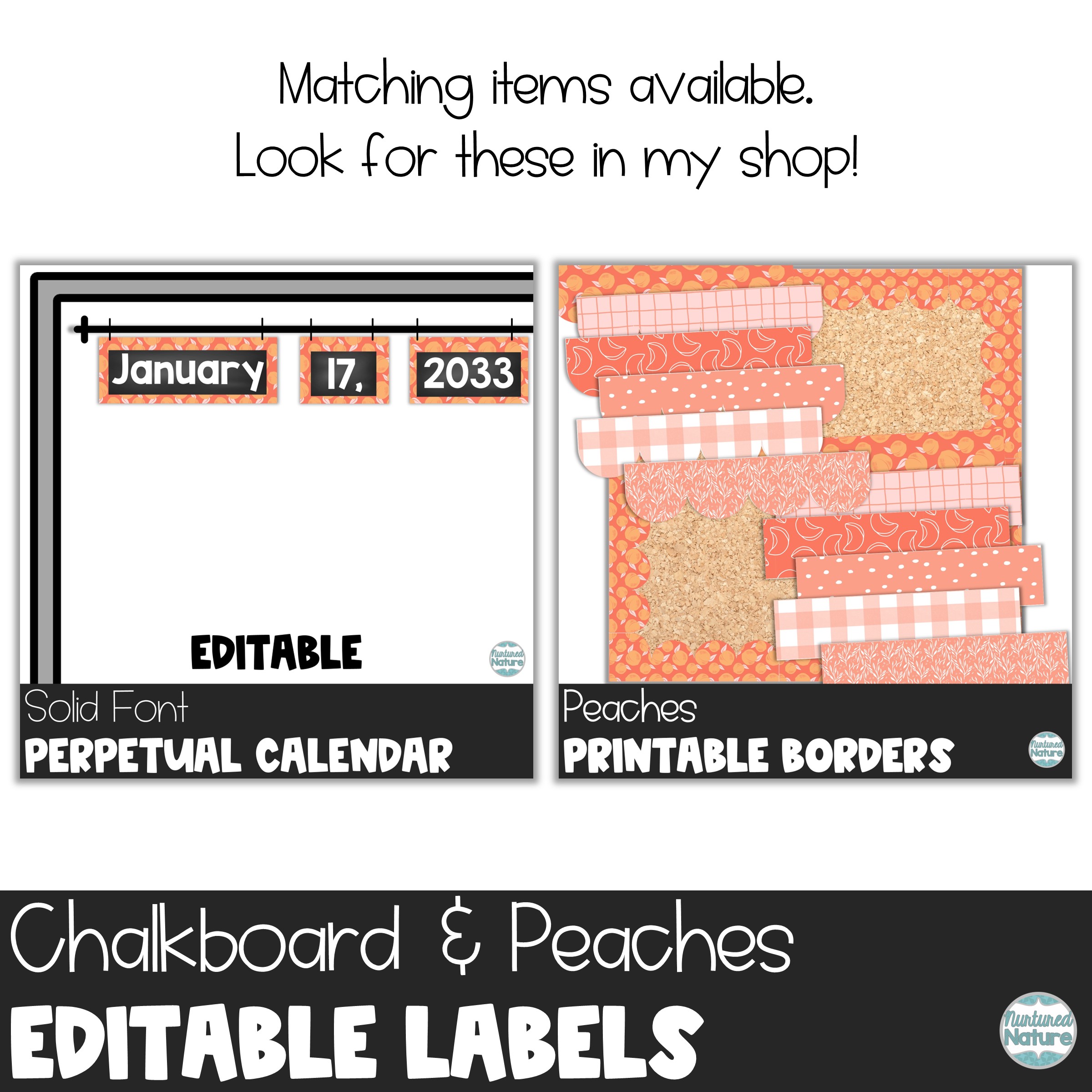 Editable Labels - Chalkboard and Peaches - Printable Modern Farmhouse ...