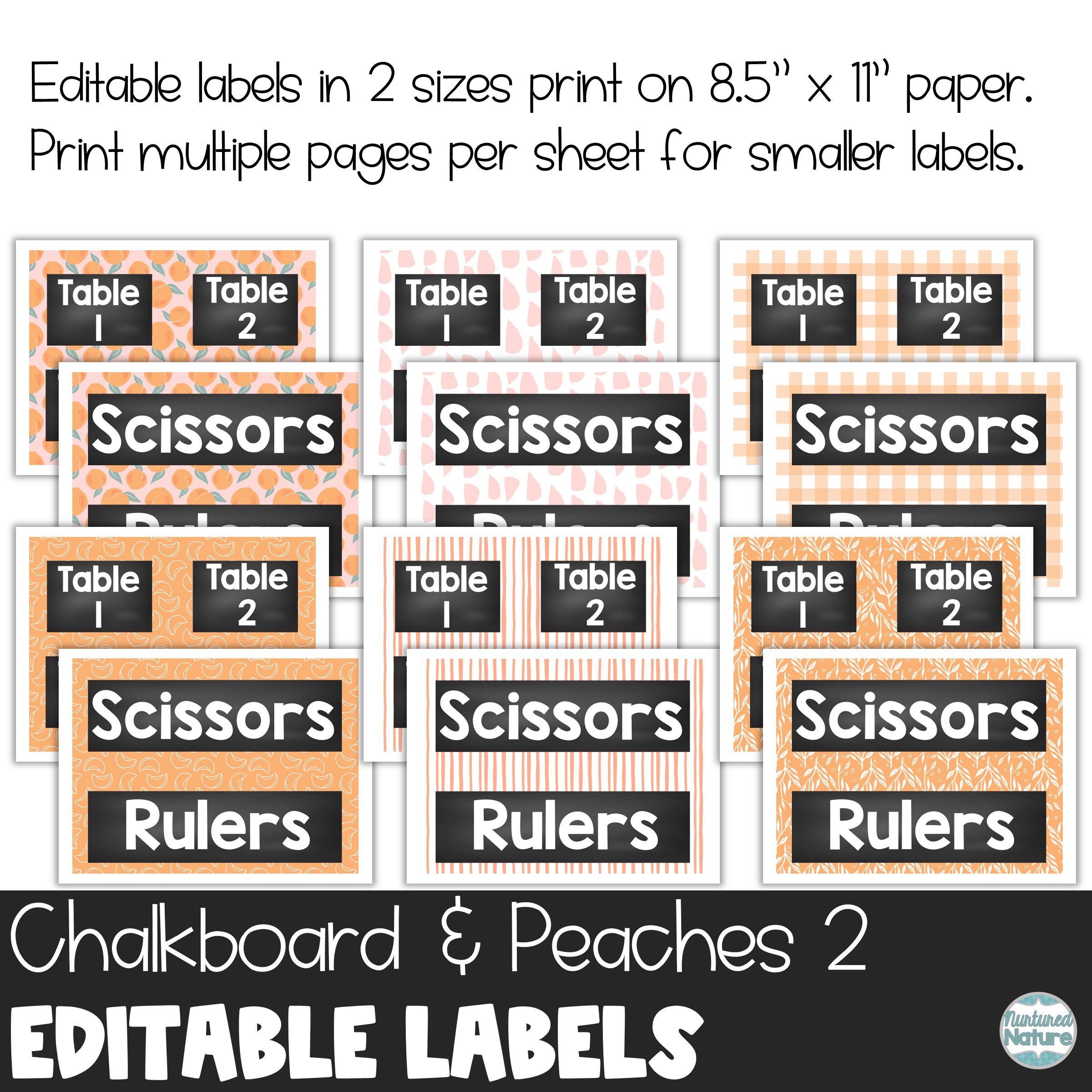 Editable Labels - Chalkboard and Peaches 2 - Printable Modern Farmhouse ...