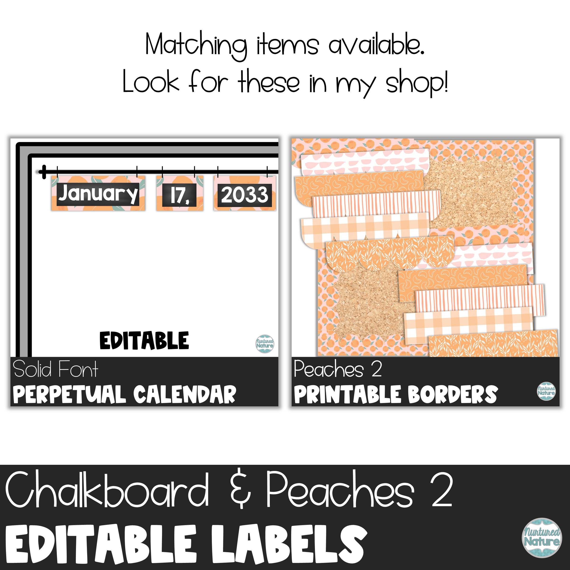 Editable Labels - Chalkboard and Peaches 2 - Printable Modern Farmhouse ...