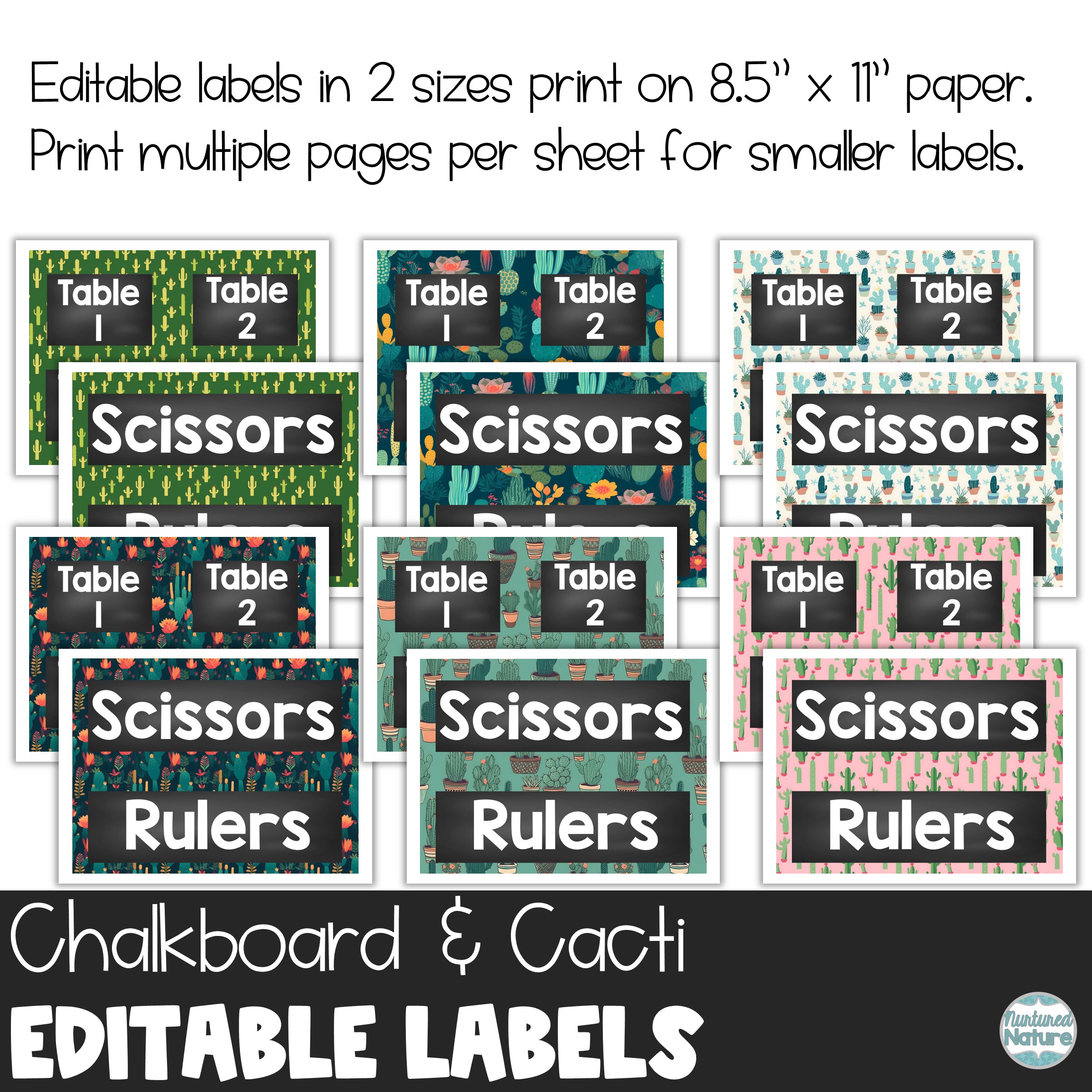 Editable Labels - Chalkboard and Cactus - Printable Decor | Made By ...