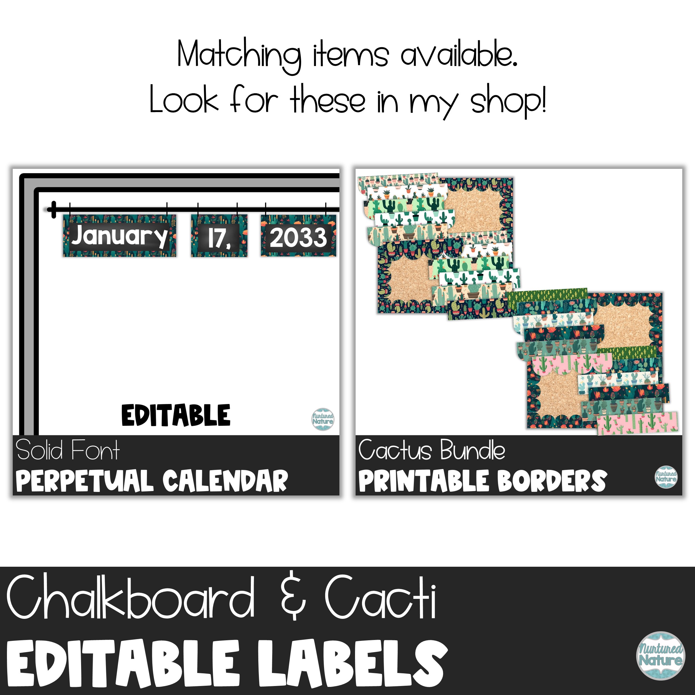 Editable Labels - Chalkboard and Cactus - Printable Decor | Made By ...
