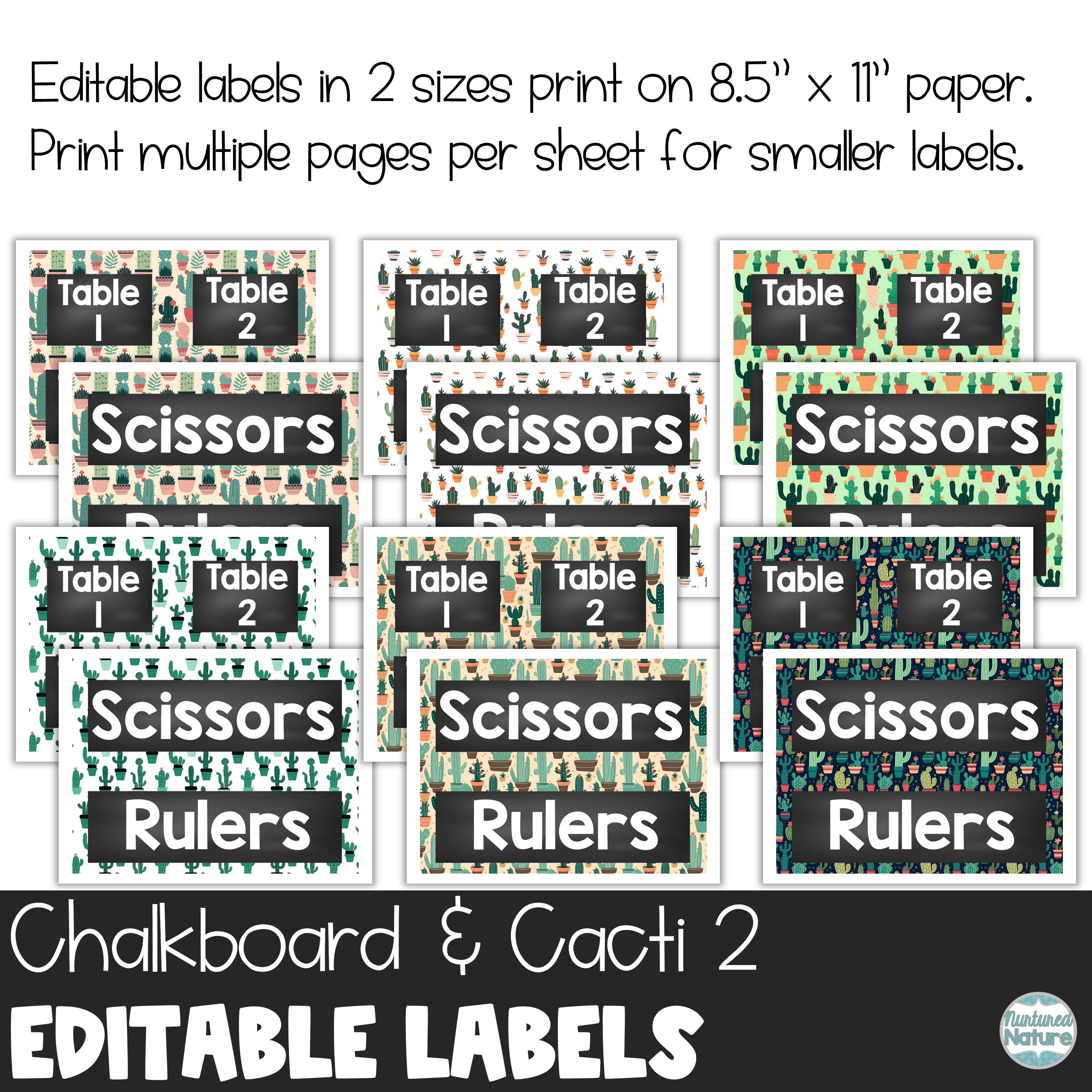 Editable Labels - Chalkboard and Cactus 2 - Printable Decor | Made By ...