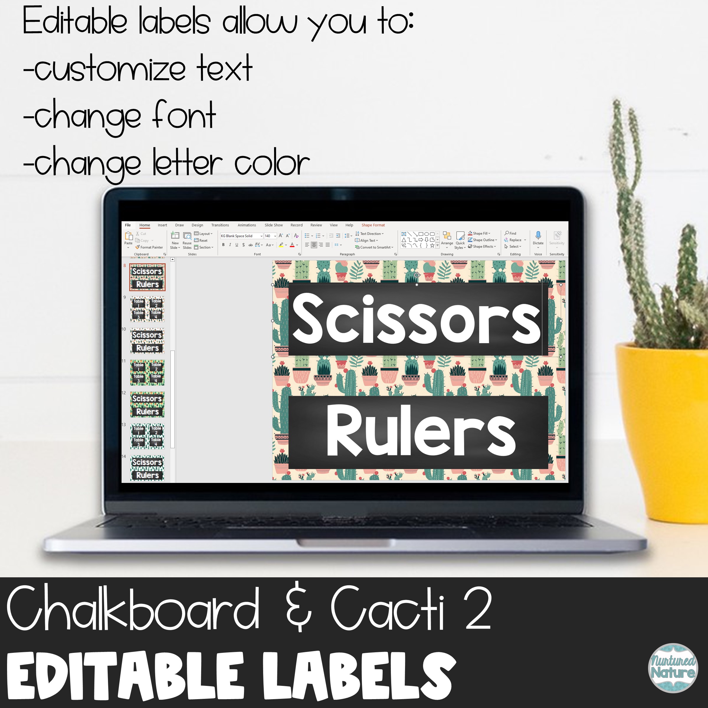 Editable Labels - Chalkboard and Cactus 2 - Printable Decor | Made By ...
