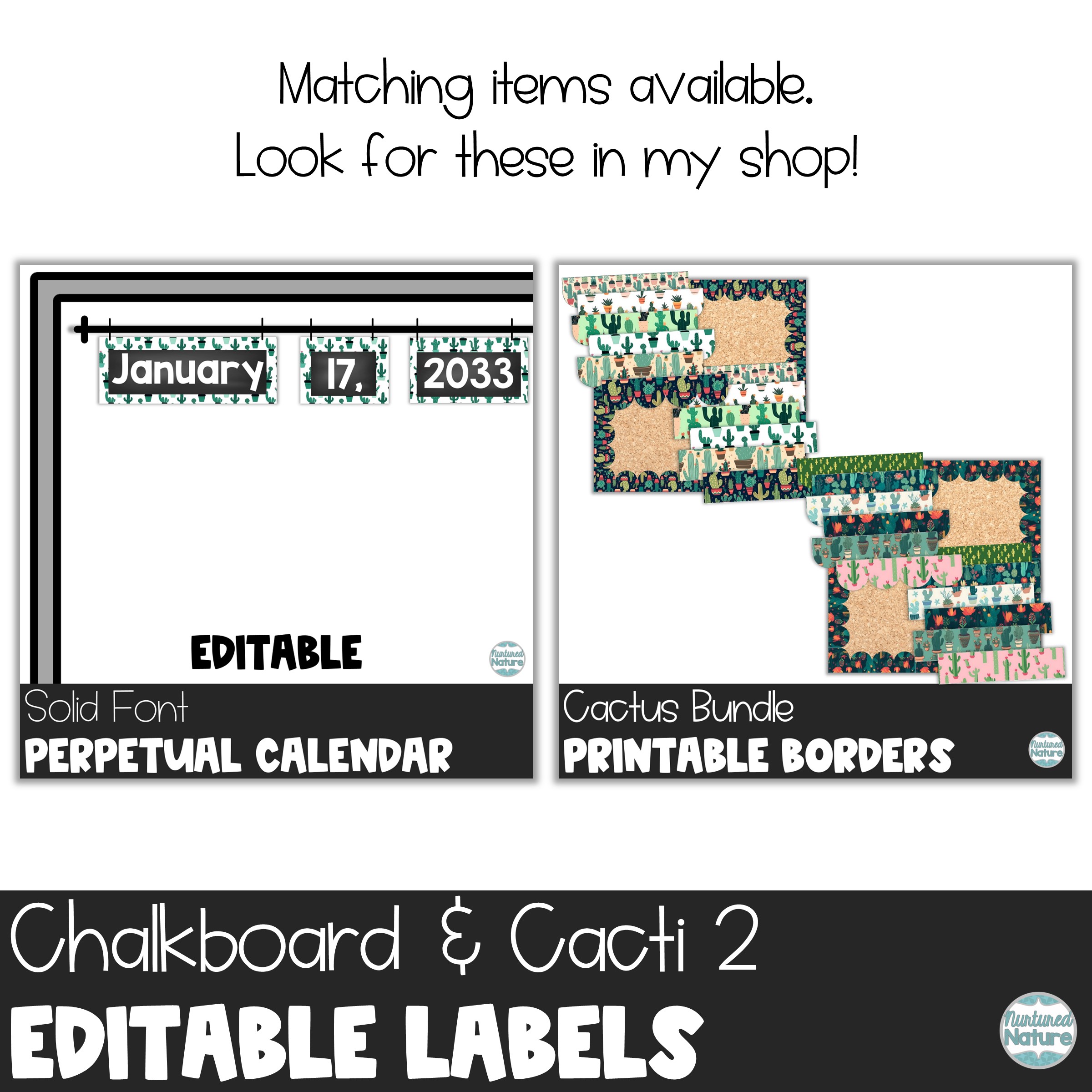 Editable Labels - Chalkboard and Cactus 2 - Printable Decor | Made By ...