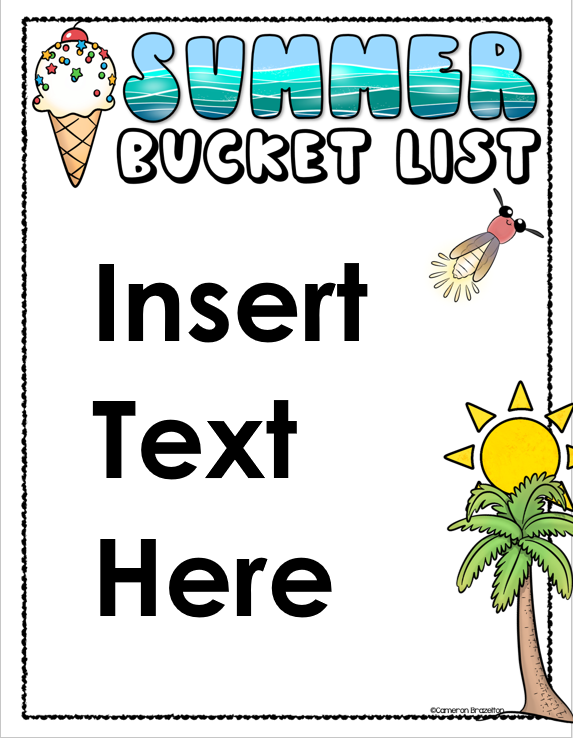 Summer Bucket List For End of the Year Break or Vacation- Create Your ...