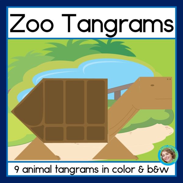 Zoo Animal Tangram Puzzles 2D Shapes Math Center | Made By Teachers