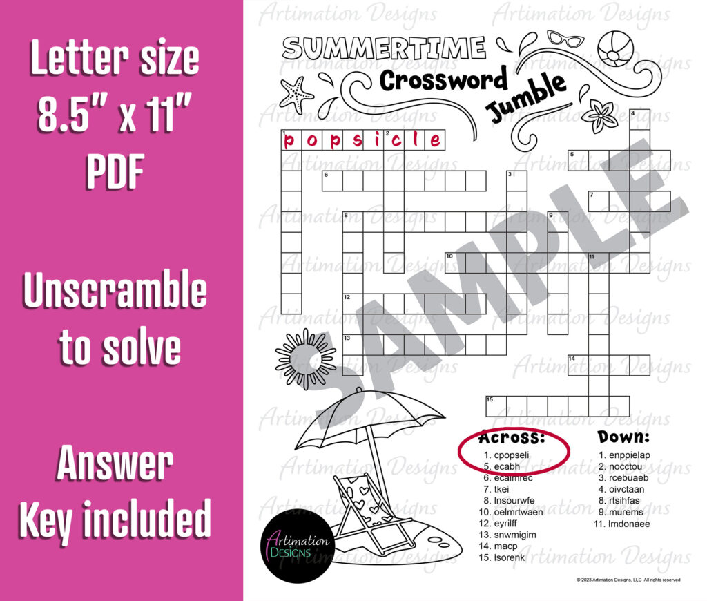 Summer Word Game Bundle | Crossword Jumble | Maze Scramble | Word ...