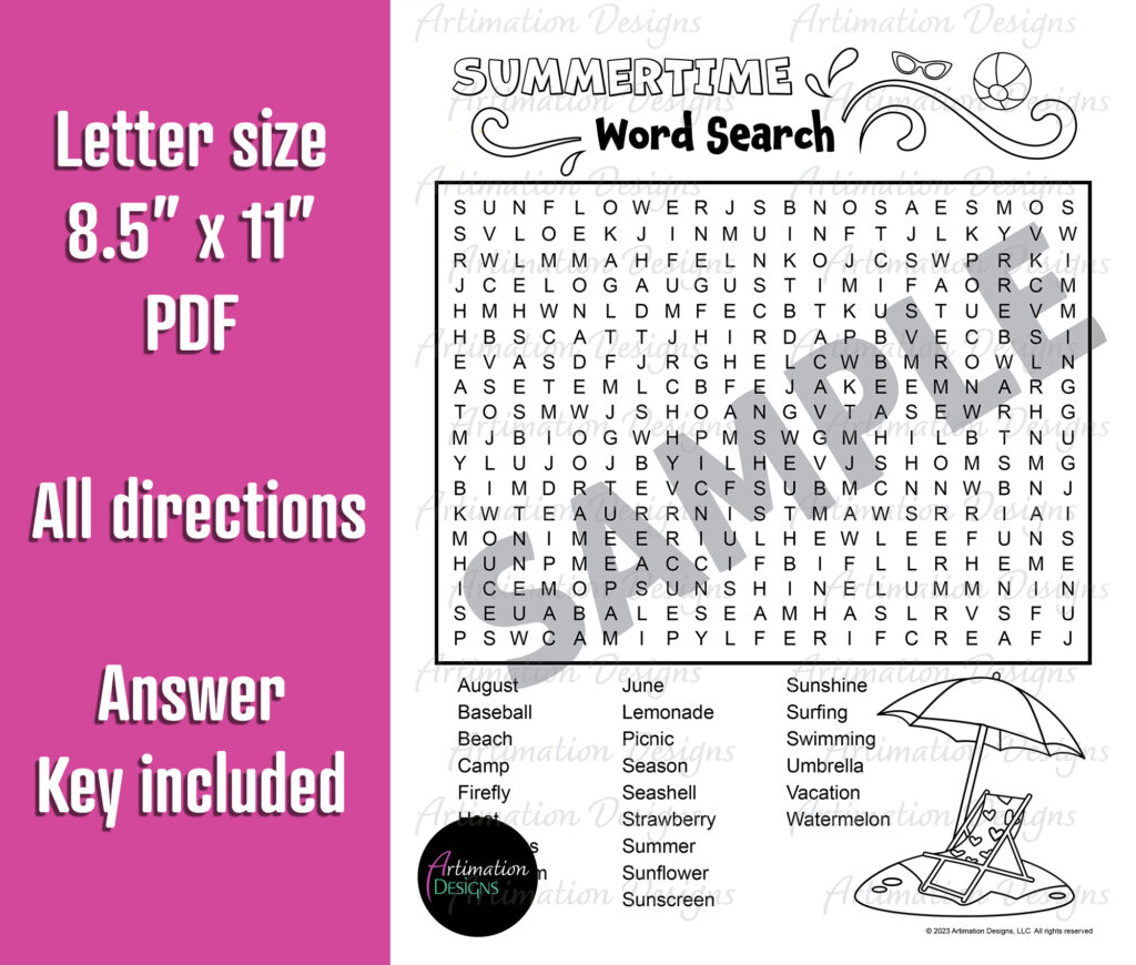 Summer Word Game Bundle | Crossword Jumble | Maze Scramble | Word ...