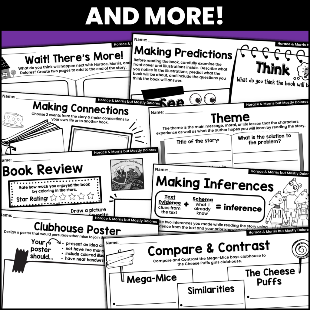 Horace and Morris But Mostly Dolores Read Aloud Companion Activities ...