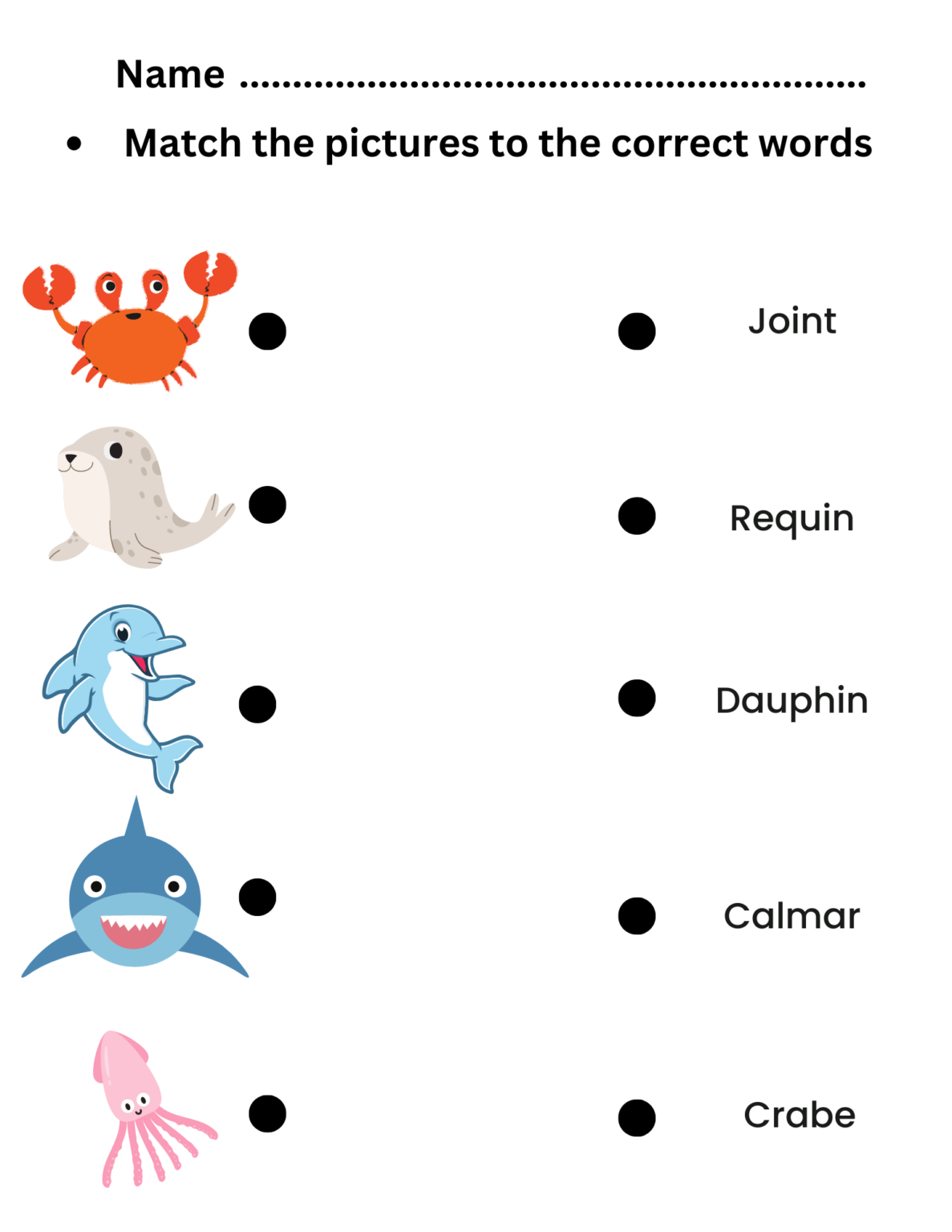 French Ocean Animals Flashcards & Worksheets. Vocab & activity games ...