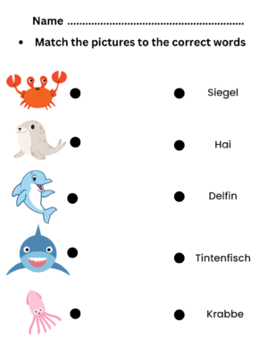 German Ocean Animals Flashcards & Worksheets. Vocab activity games for ...