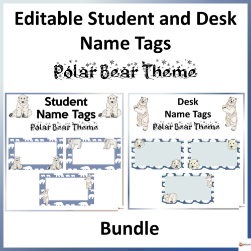 Polar Bear Theme Student and Desk Name Tags Bundle Editable | Made By ...