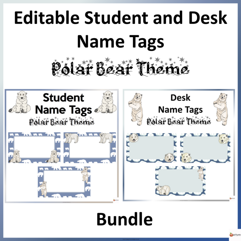 Polar Bear Theme Student and Desk Name Tags Bundle Editable | Made By ...