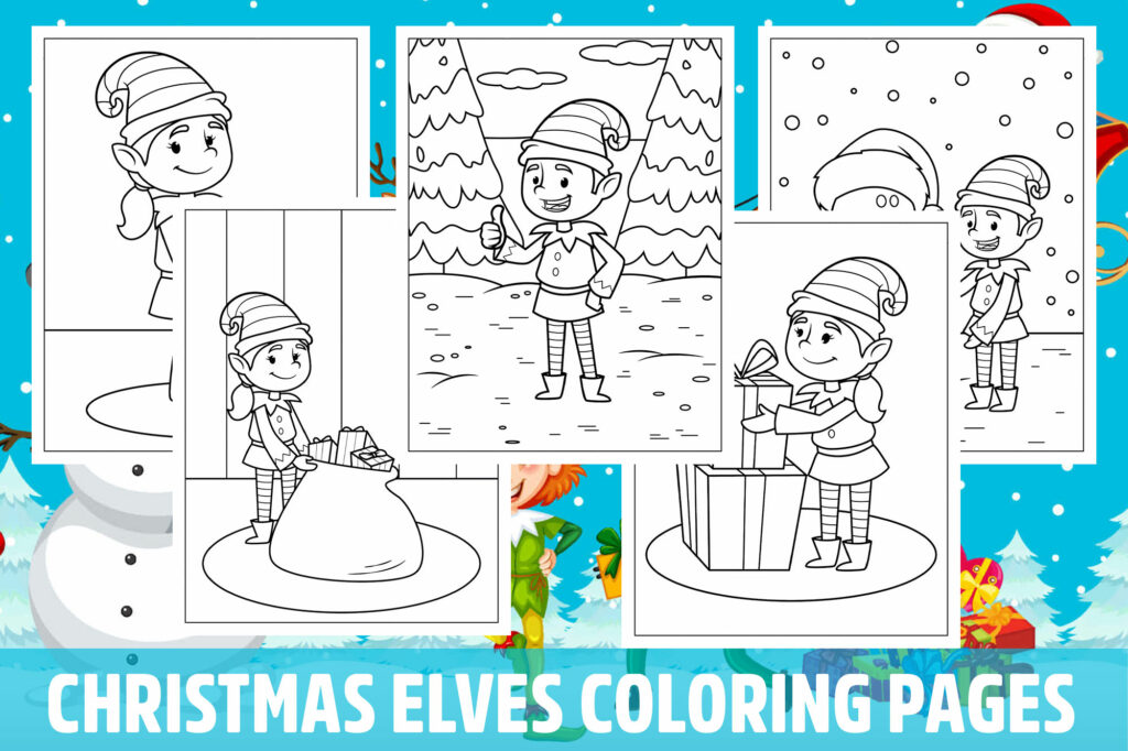 Christmas Elves Coloring Pages for Kids, Girls, Boys, Teens Birthday ...