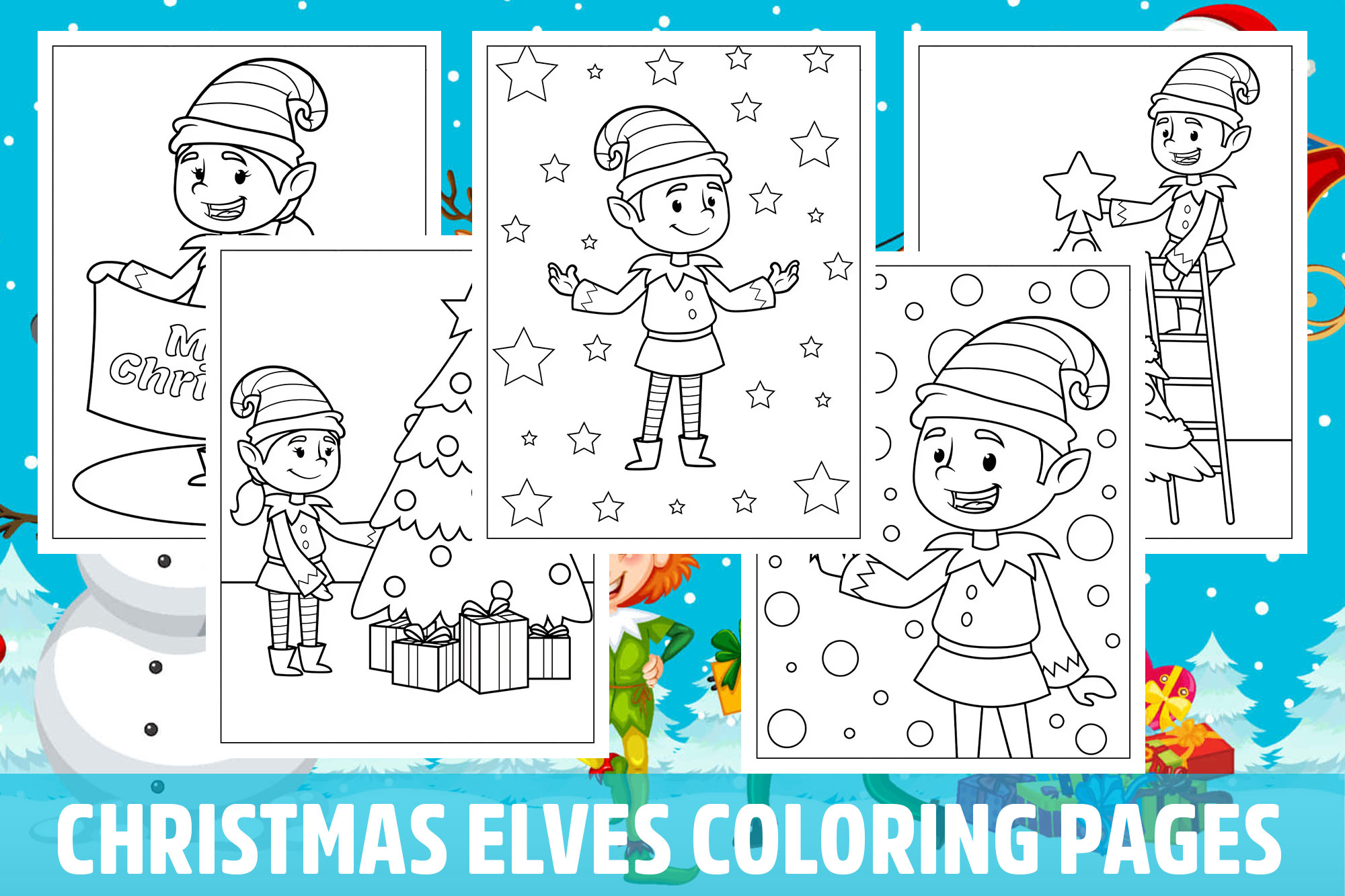 Christmas Elves Coloring Pages for Kids, Girls, Boys, Teens Birthday ...