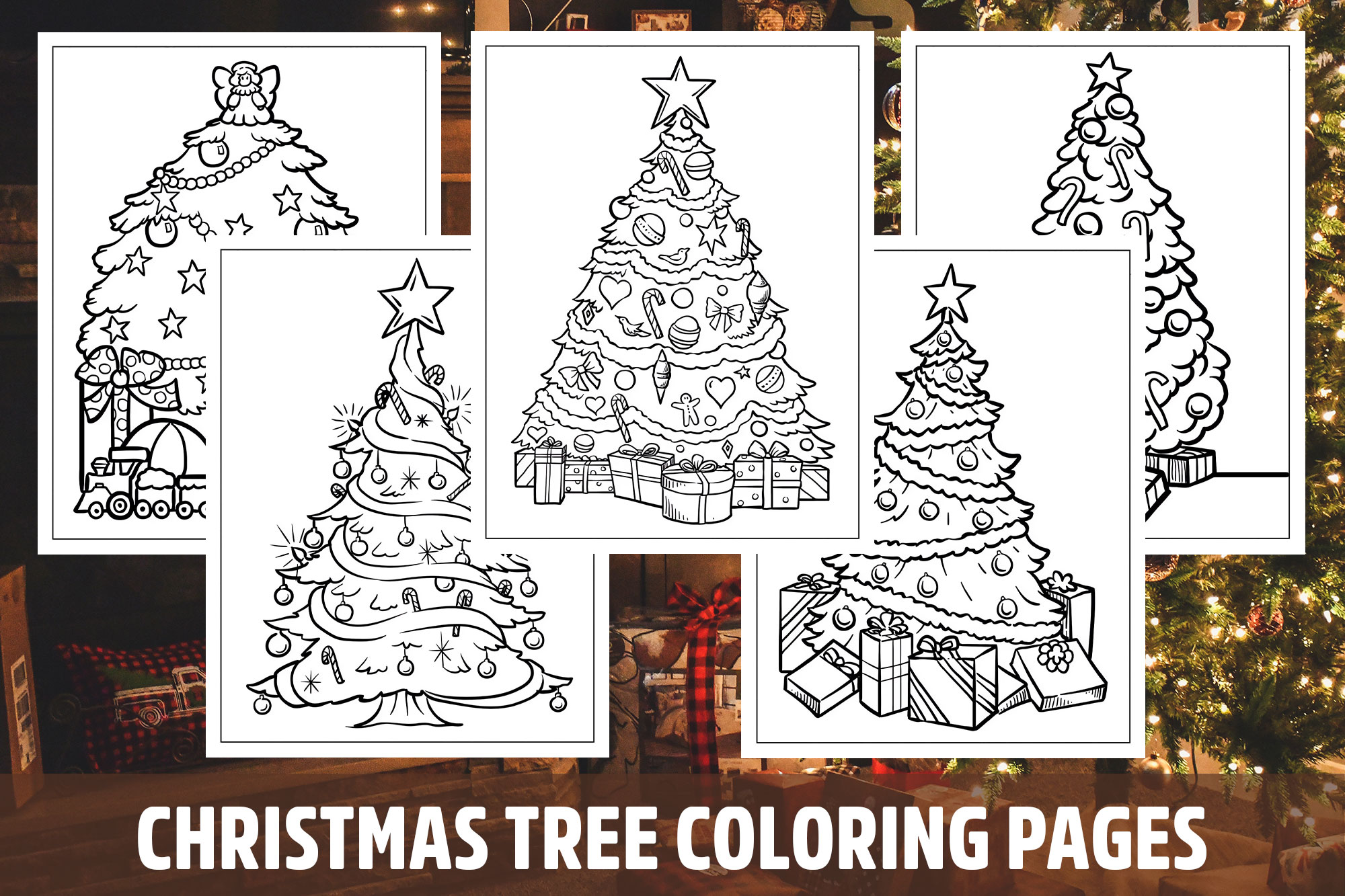 Christmas Tree Coloring Pages for Kids, Girls, Boys, Teens Birthday ...