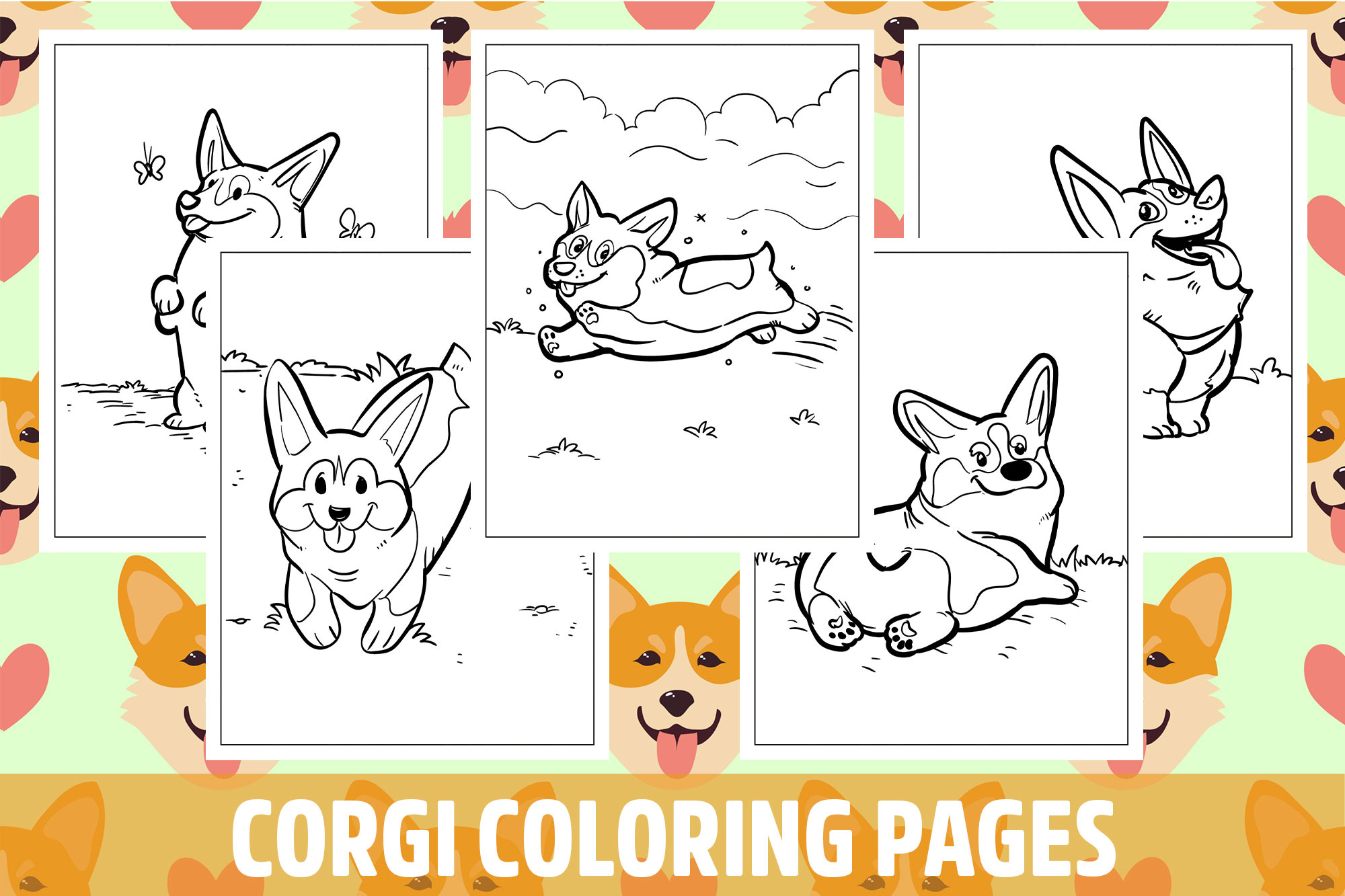 Corgi Coloring Pages for Kids, Girls, Boys, Teens Birthday School ...