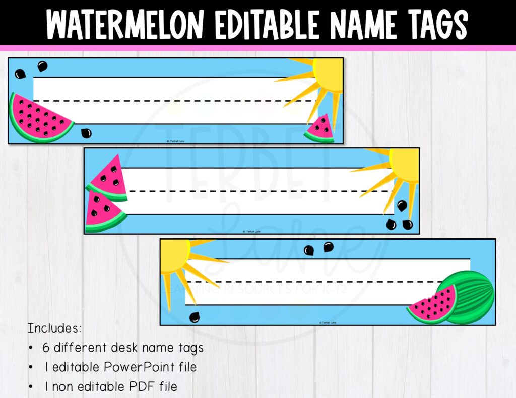 Editable Watermelon Themed Student Desk Name Tags | Made By Teachers