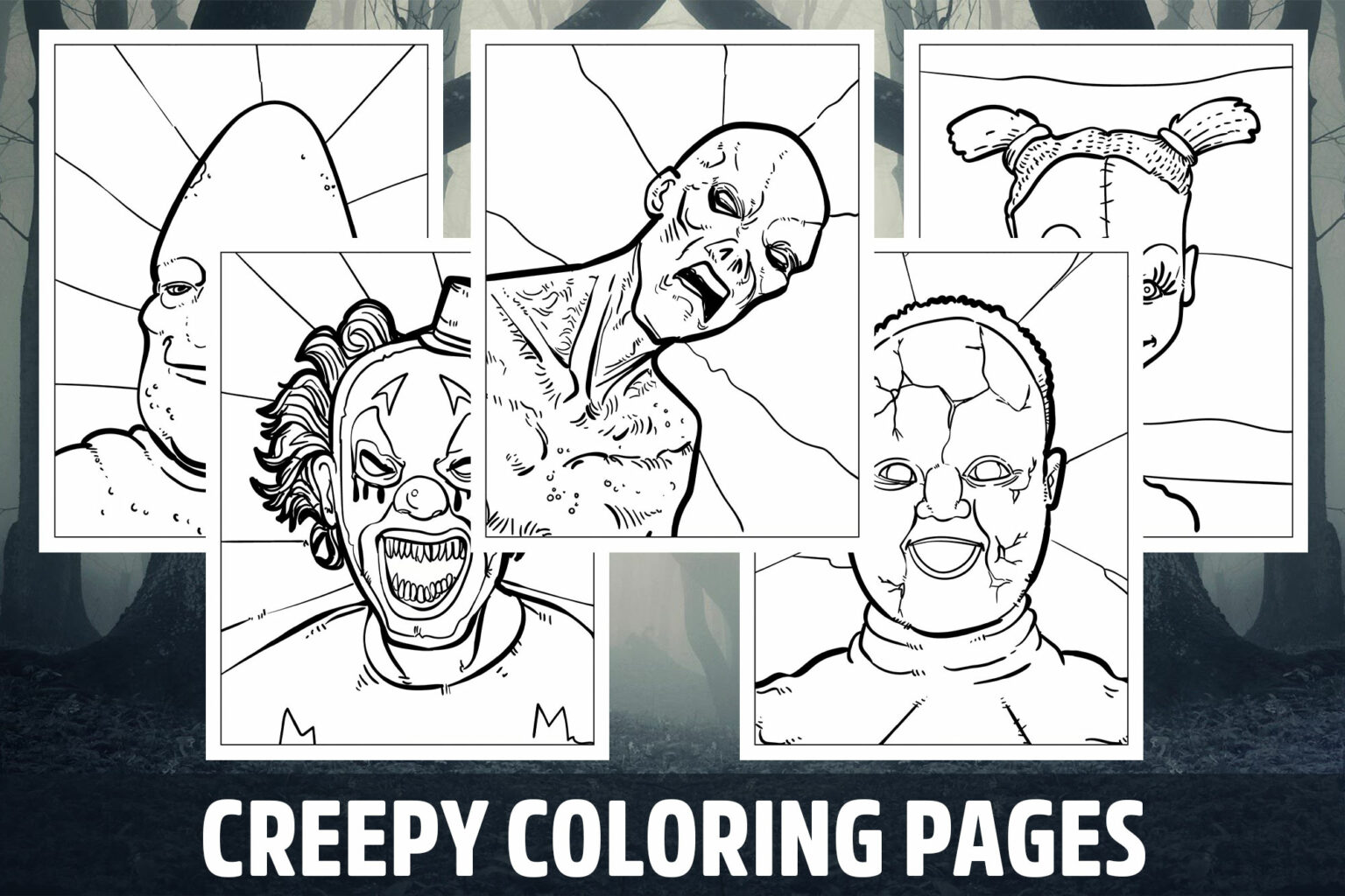 Creepy Coloring Pages for Kids, Girls, Boys, Teens Birthday School ...