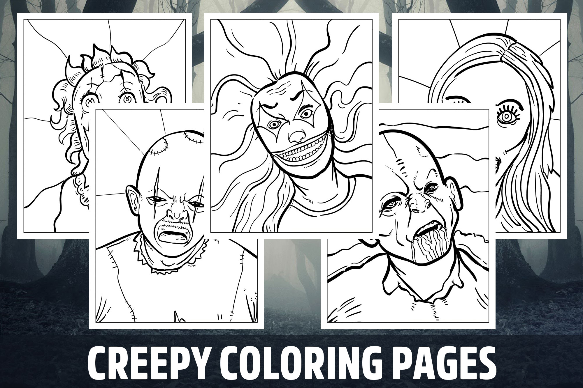 Creepy Coloring Pages for Kids, Girls, Boys, Teens Birthday School ...