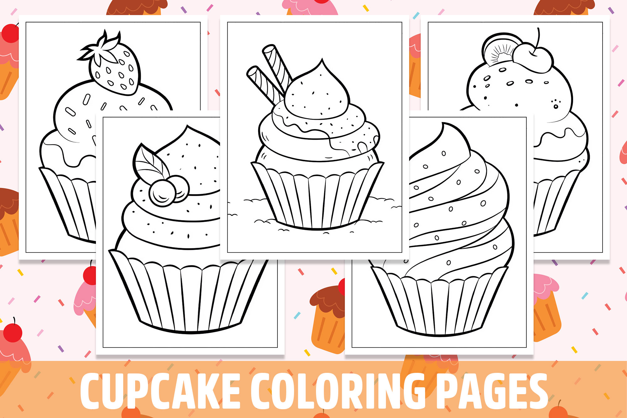 Cupcake Coloring Pages for Kids, Girls, Boys, Teens Birthday School ...
