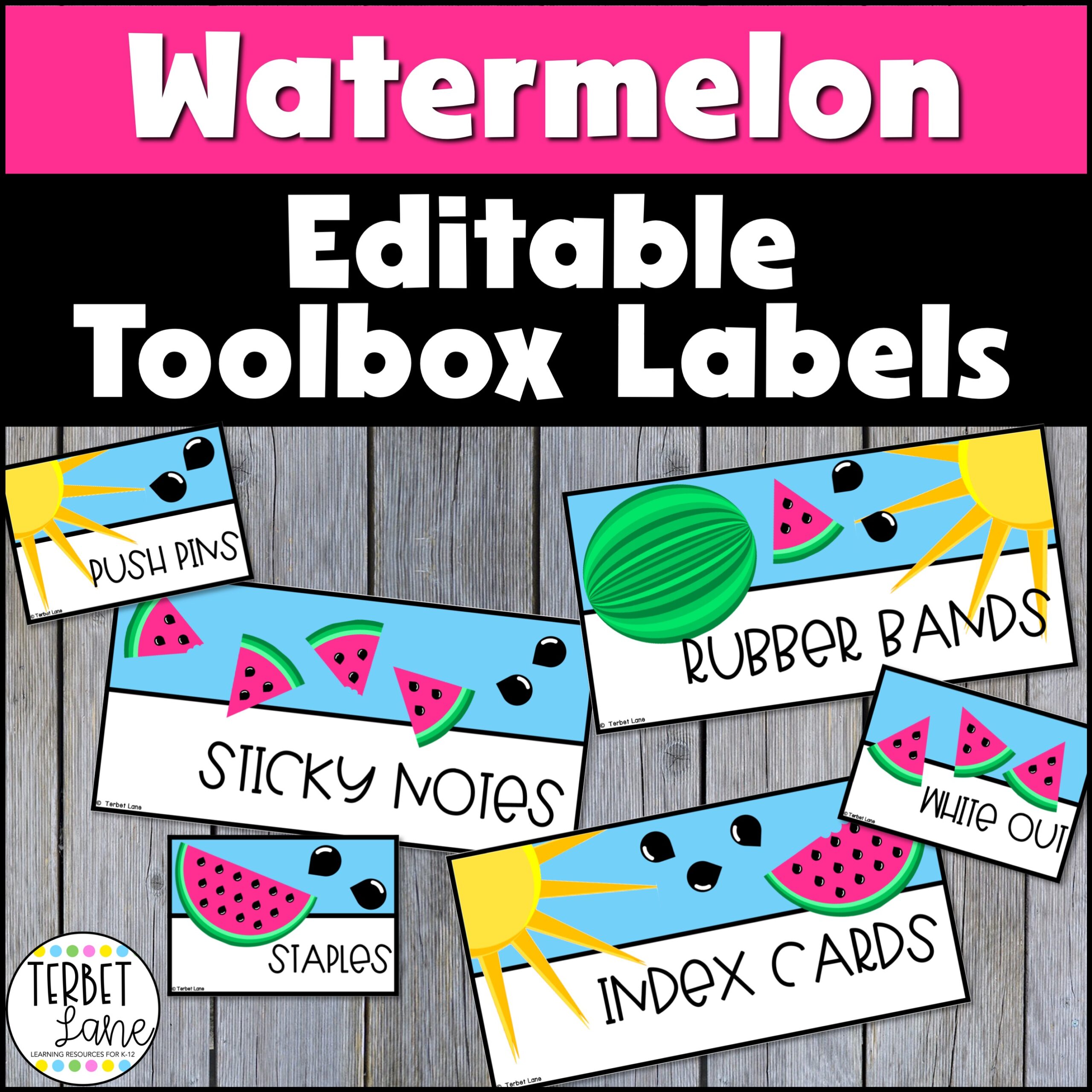 Editable Teacher Toolbox Labels Watermelon Theme | Made By Teachers
