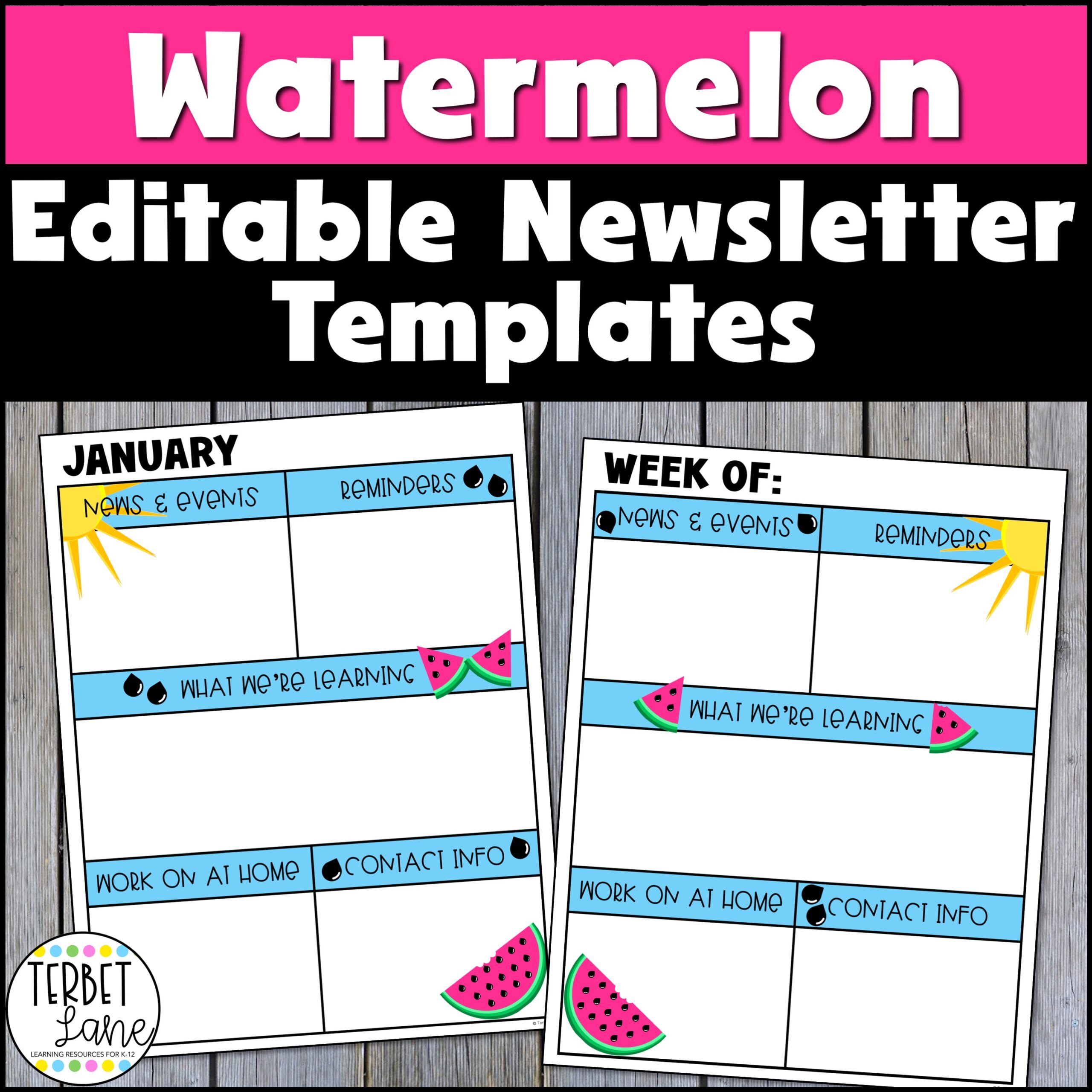 Watermelon Class Newsletter Template Editable | Made By Teachers
