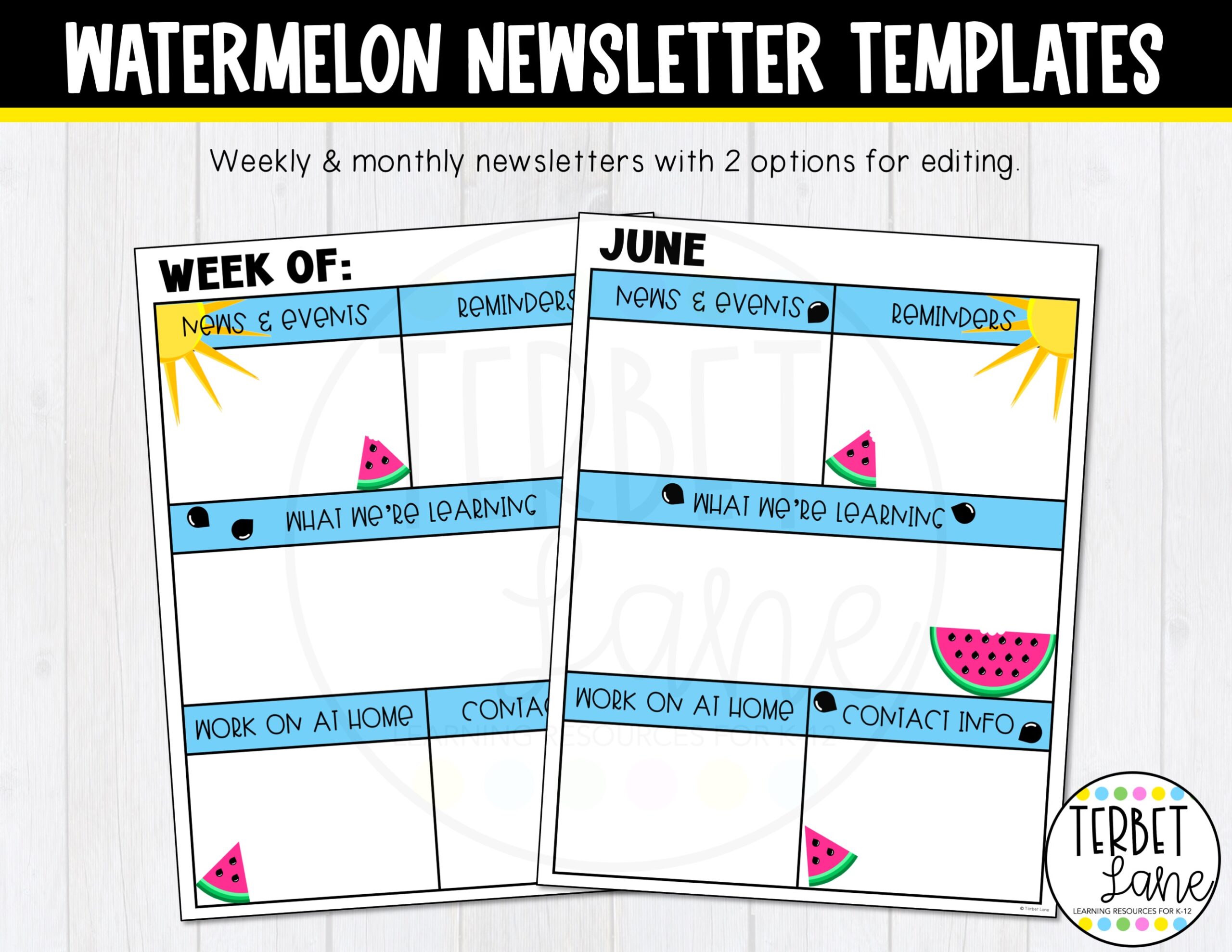 Watermelon Class Newsletter Template Editable | Made By Teachers