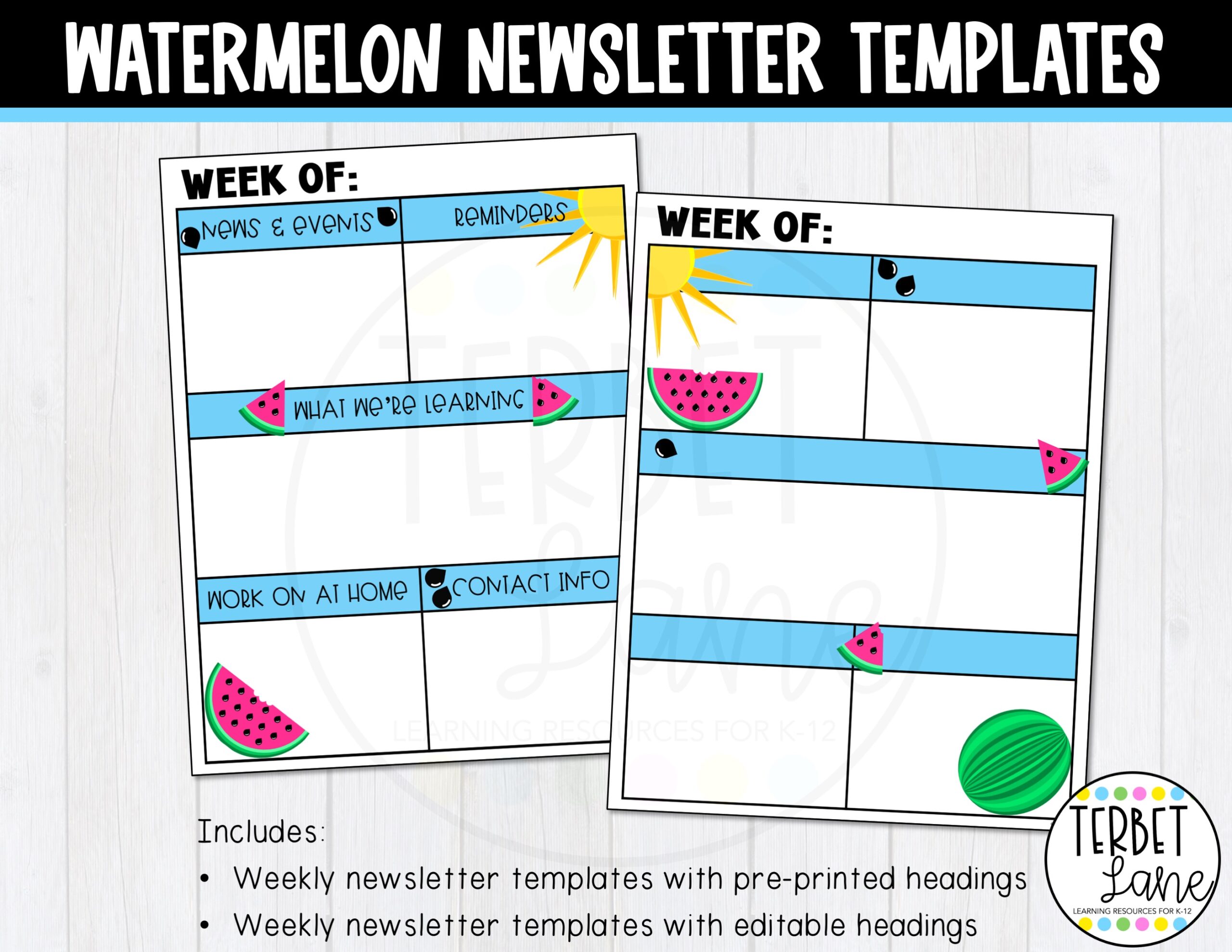 Watermelon Class Newsletter Template Editable | Made By Teachers
