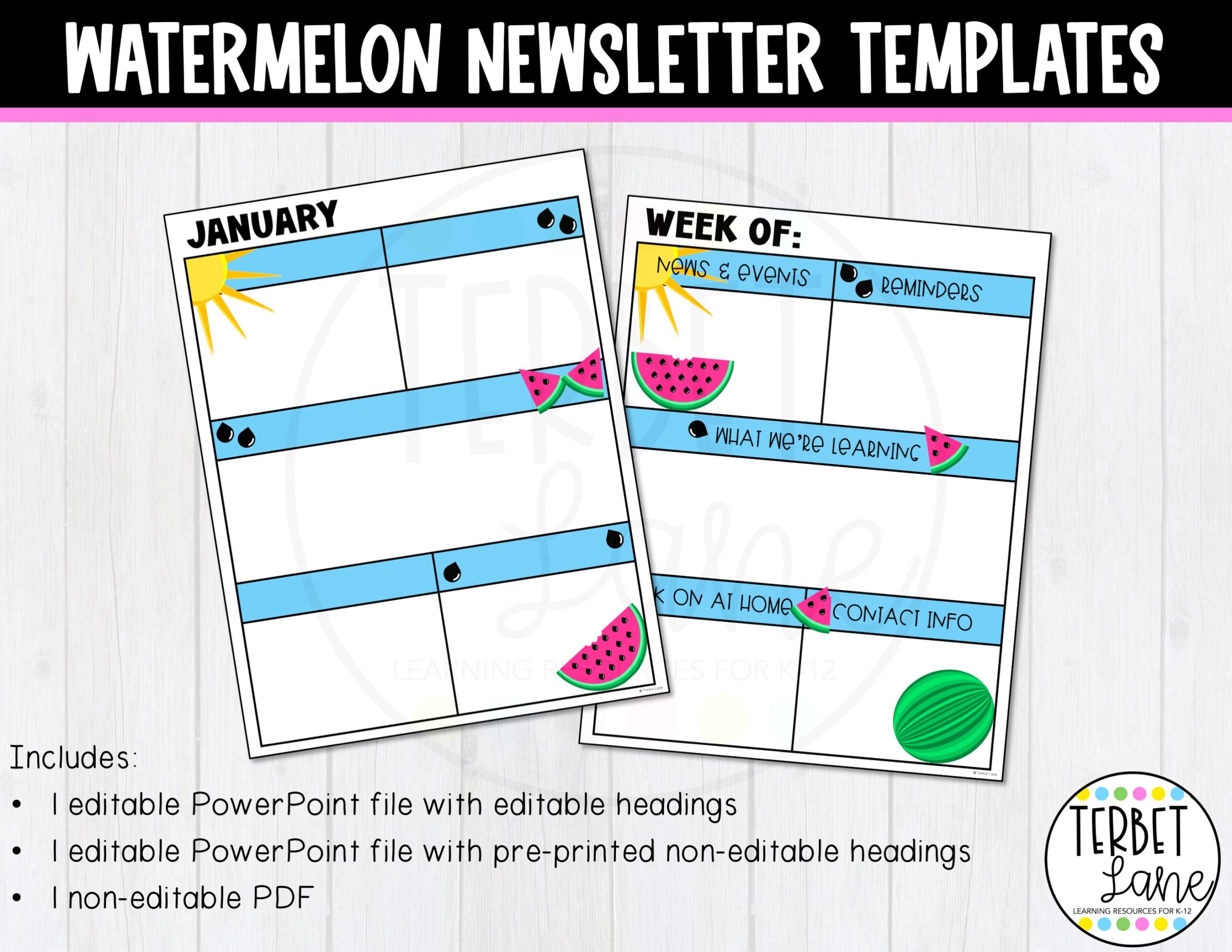 Watermelon Class Newsletter Template Editable | Made By Teachers