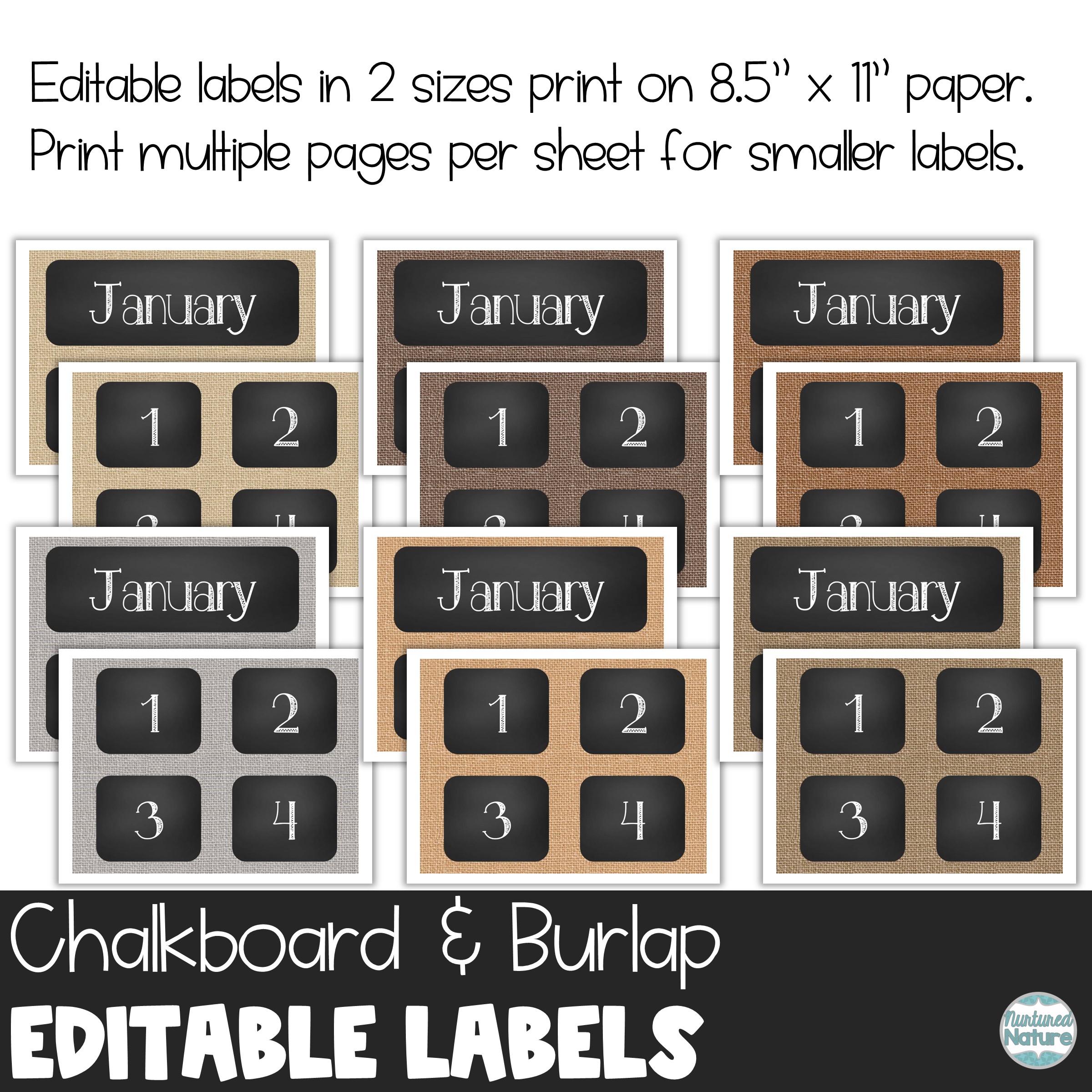 Editable Labels - Chalkboard and Burlap - Printable Modern Farmhouse ...
