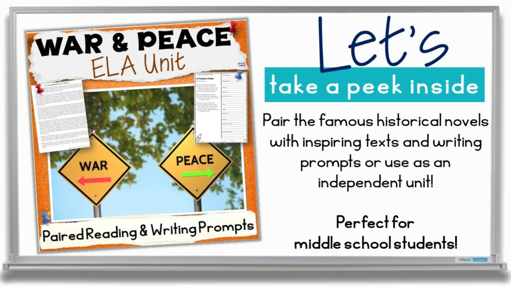 War and Peace Unit - Middle School Historical Paired Reading, Print and ...