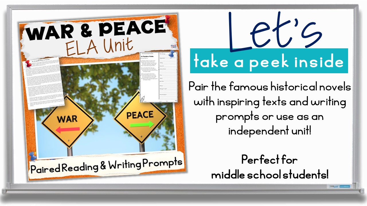 War and Peace Unit - Middle School Historical Paired Reading, Print and ...