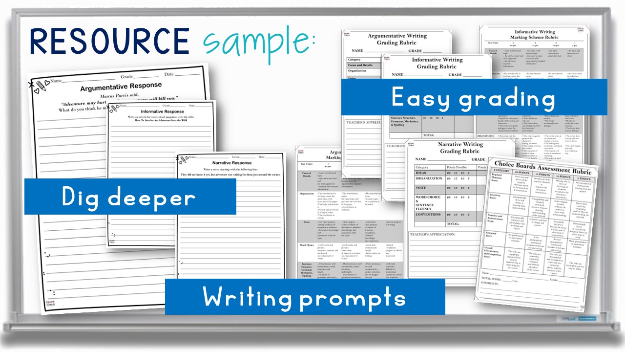 Adventure Unit - Middle School Paired Reading, Prompts - Print and ...