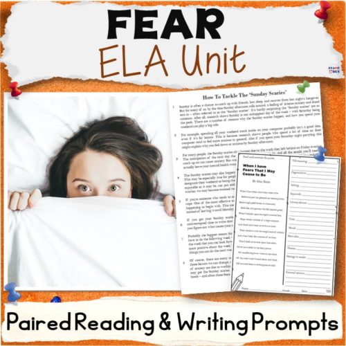Fear Unit - Middle School Paired Reading, Writing Prompts - Print and ...