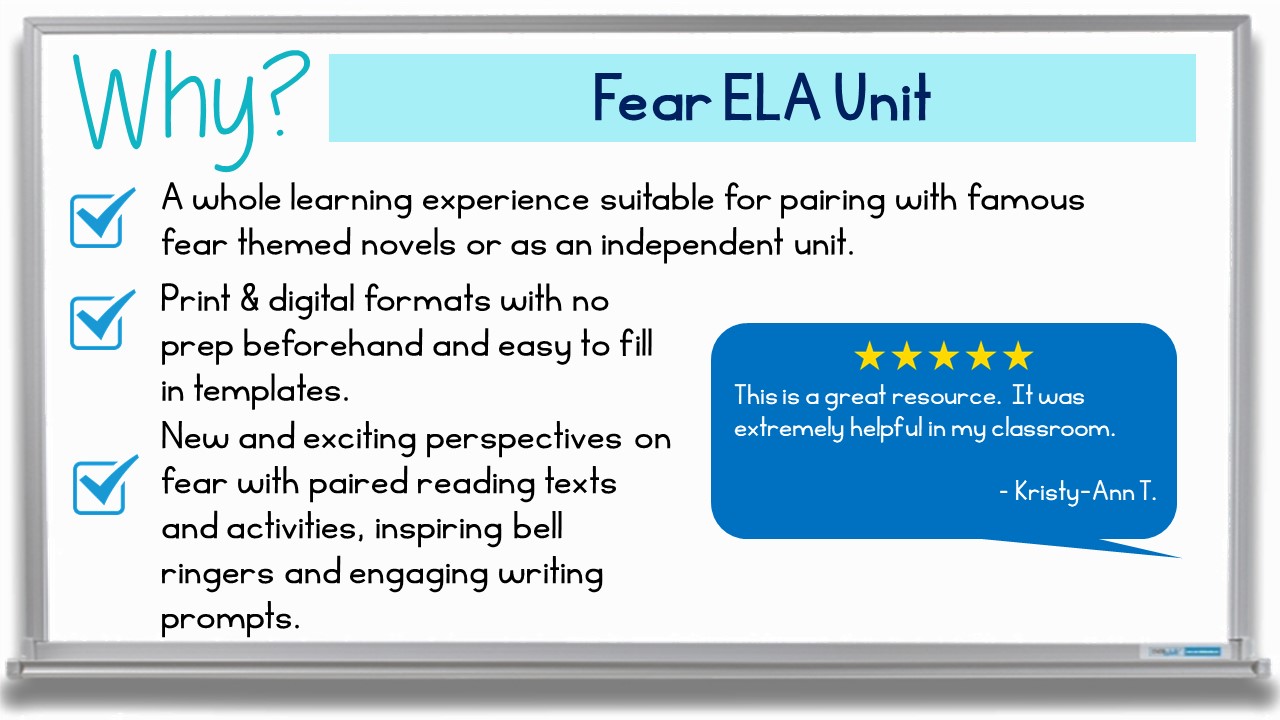 Fear Unit - Middle School Paired Reading, Writing Prompts - Print and ...