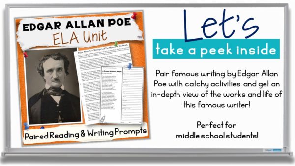 Edgar Allan Poe Unit - Middle School Paired Reading, Prompts- Print and ...