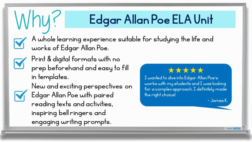 Edgar Allan Poe Unit - Middle School Paired Reading, Prompts- Print and ...