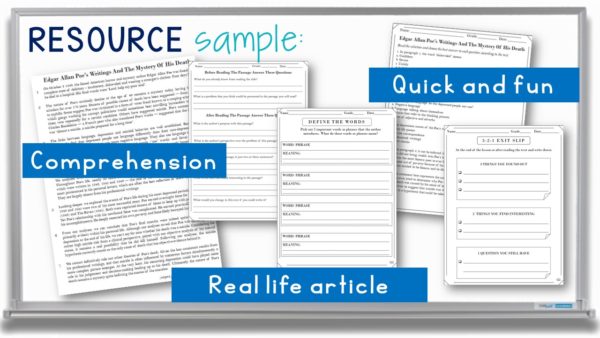 Edgar Allan Poe Unit - Middle School Paired Reading, Prompts- Print and ...