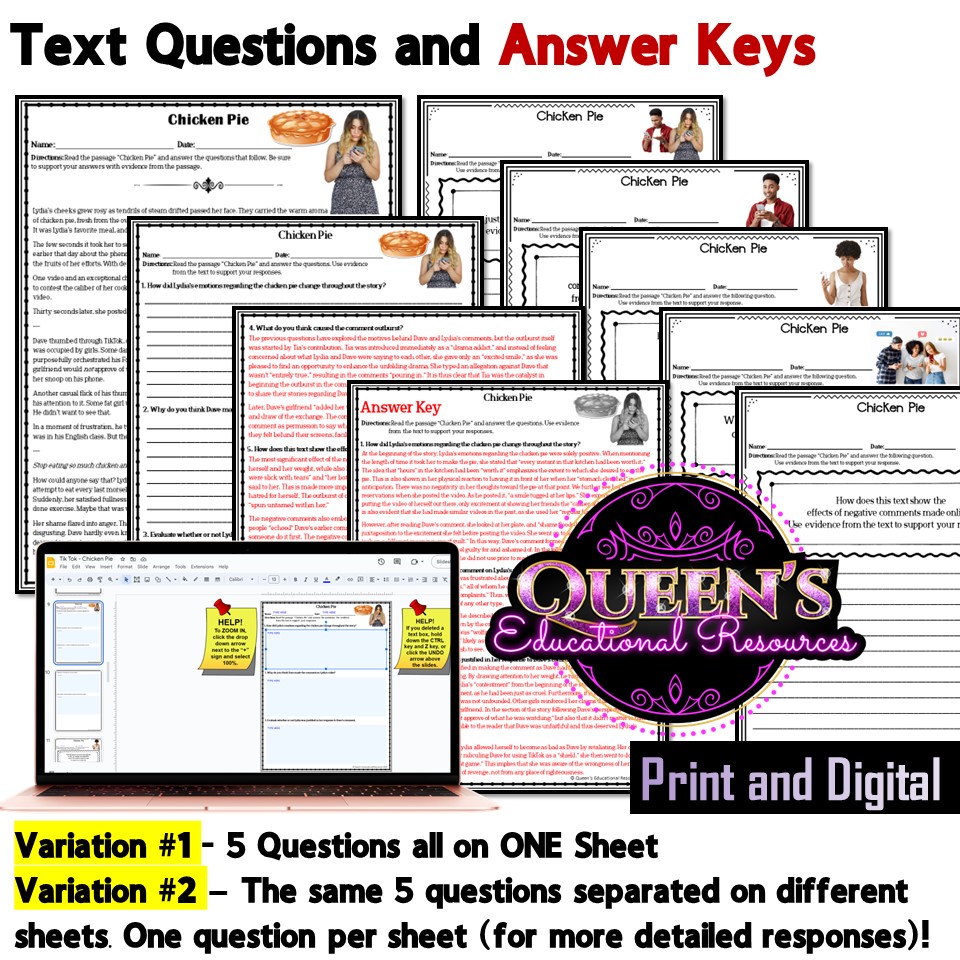 Tik Tok Reading Passage and Activities | Anger | Insecurity | TikTok ...